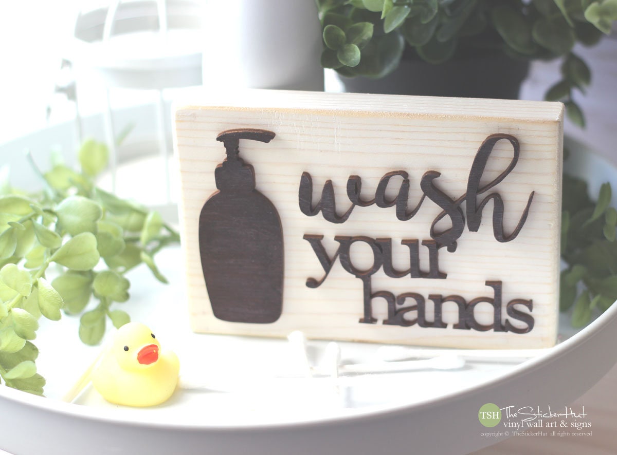 Wash Your Hands Bathroom Sign Mini Block 3D Sign Bathroom | Etsy