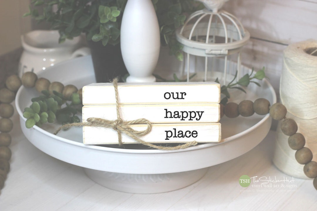 Custom Wood Book Bundle Signs - Mini Block Wood - Tiered Tray Decor ...