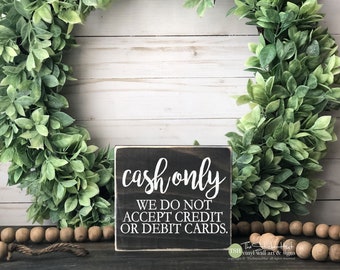 Cash Only No Checks No Credit Decal Sticker Business Sign Door Store ...