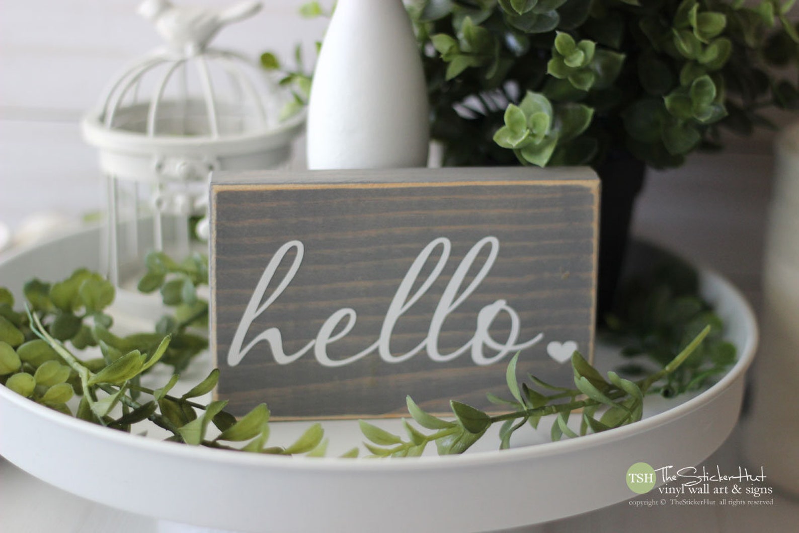 Hello Mini Block Wood Sign Coffee Bar Sign Tiered Tray - Etsy