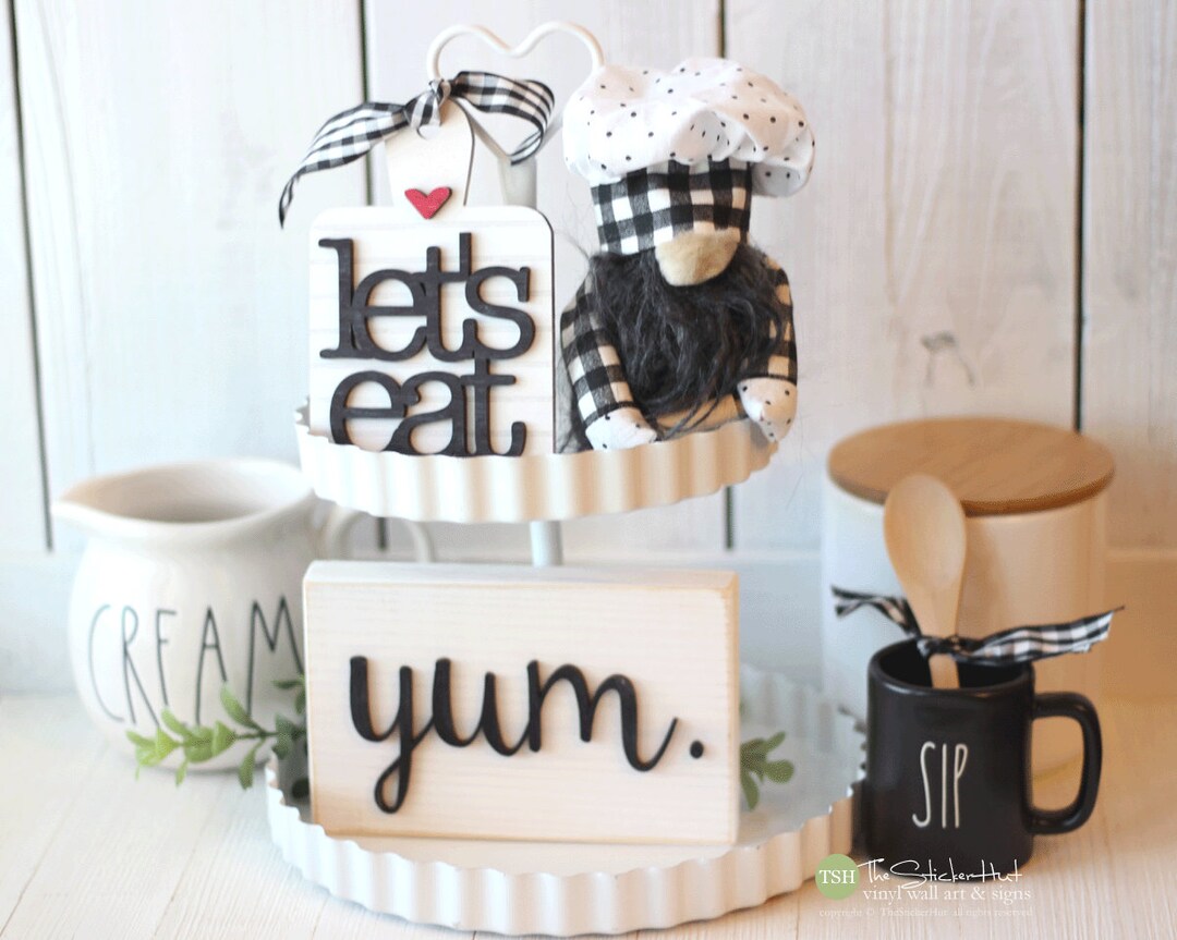 Kitchen Baking Cooking Signs Tiered Tray Set Mix and Match Items Mini ...