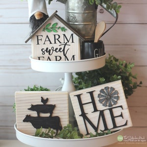 Farmhouse Signs - Tiered Tray Set - Mix and Match Items - Farm - Mini ...
