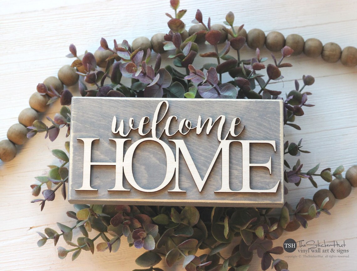 Welcome Home Sign Mini Block 3D Home Decor Wooden Sign | Etsy