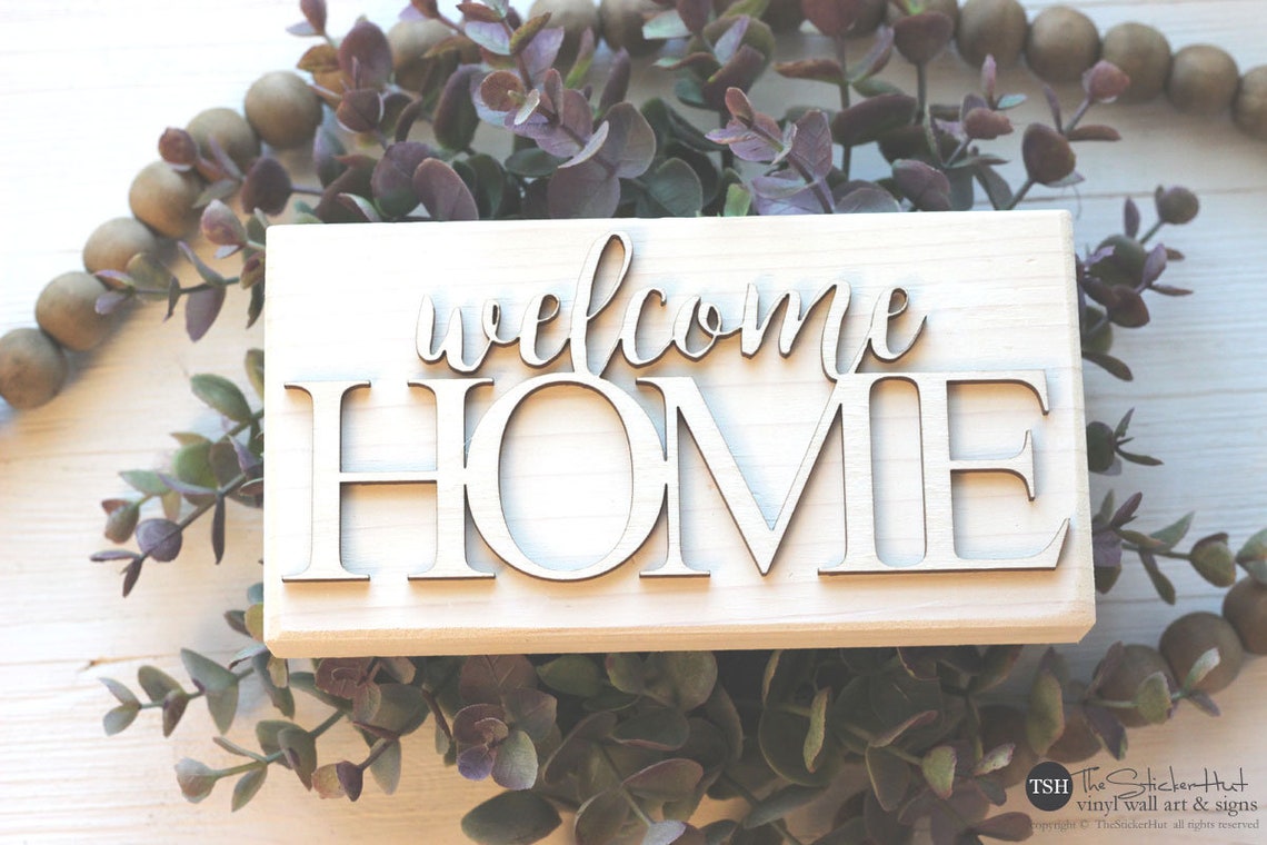 Welcome Home Sign Mini Block 3D Home Decor Wooden Sign | Etsy