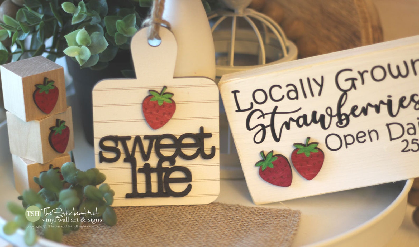 Strawberry Summer Signs - Strawberries Tiered Tray Set - Mix Match ...
