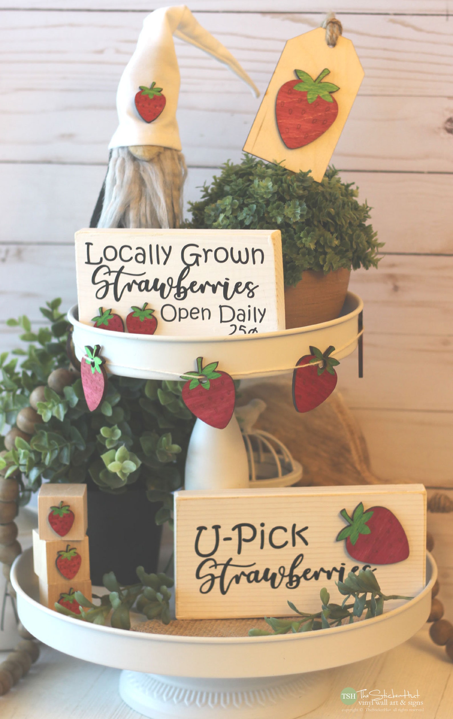 Strawberry Summer Signs - Strawberries Tiered Tray Set - Mix Match ...