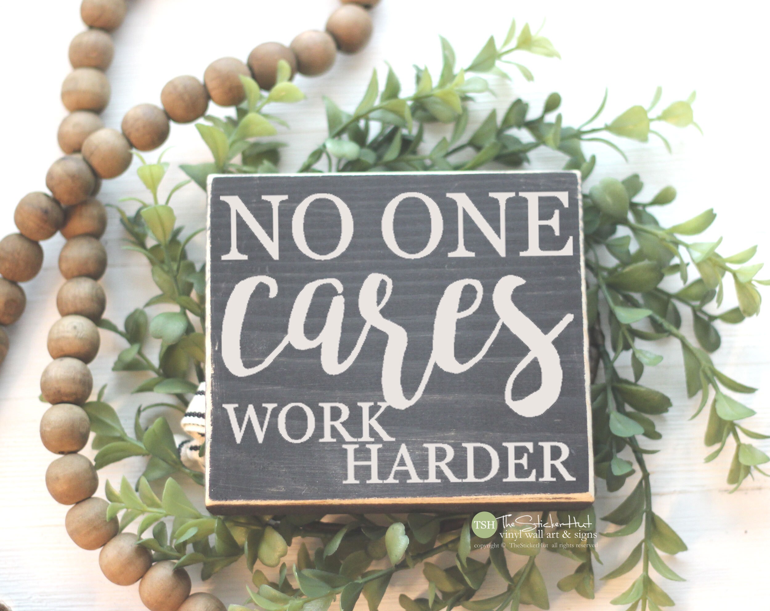 No One Cares Work Harder Sign Mini Block Bathroom Decor | Etsy