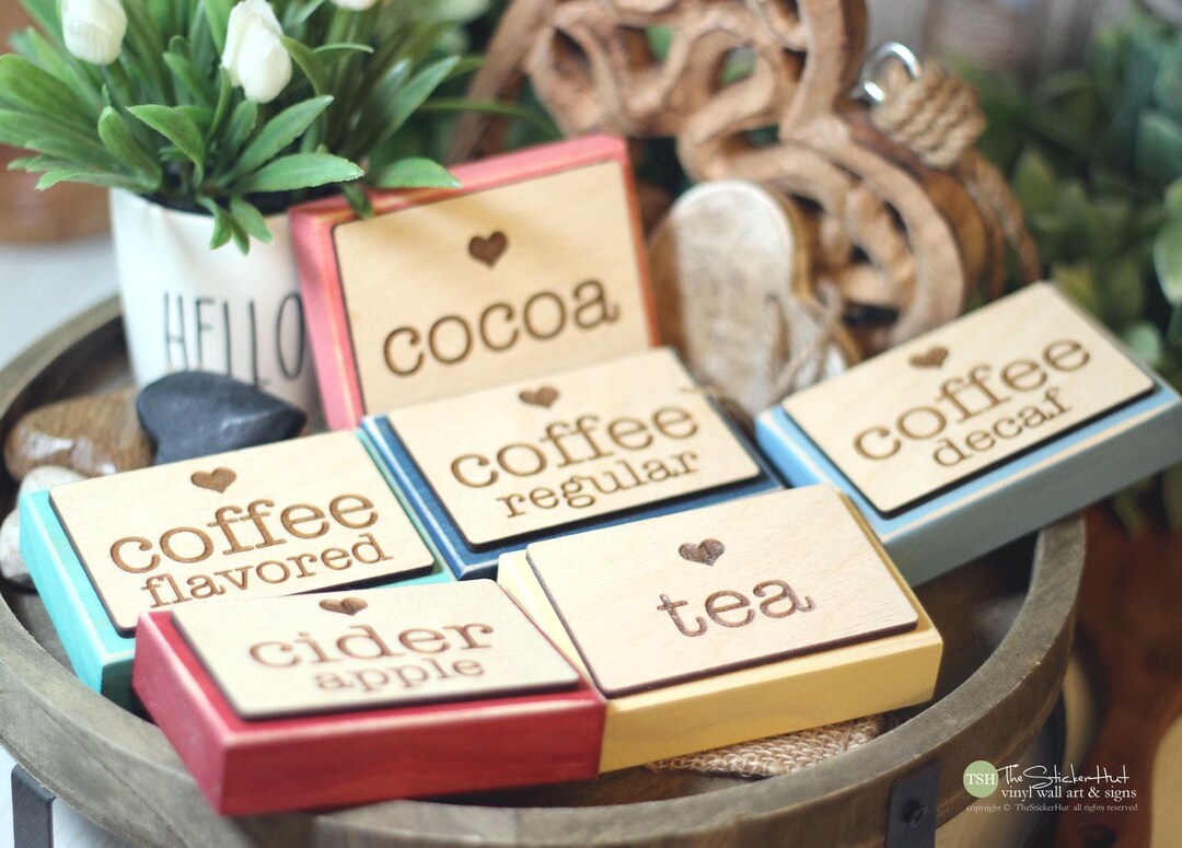 Mini Drink Bar Signs - Tea Coffee Cider Cocoa Decaf Flavored - Coffee ...
