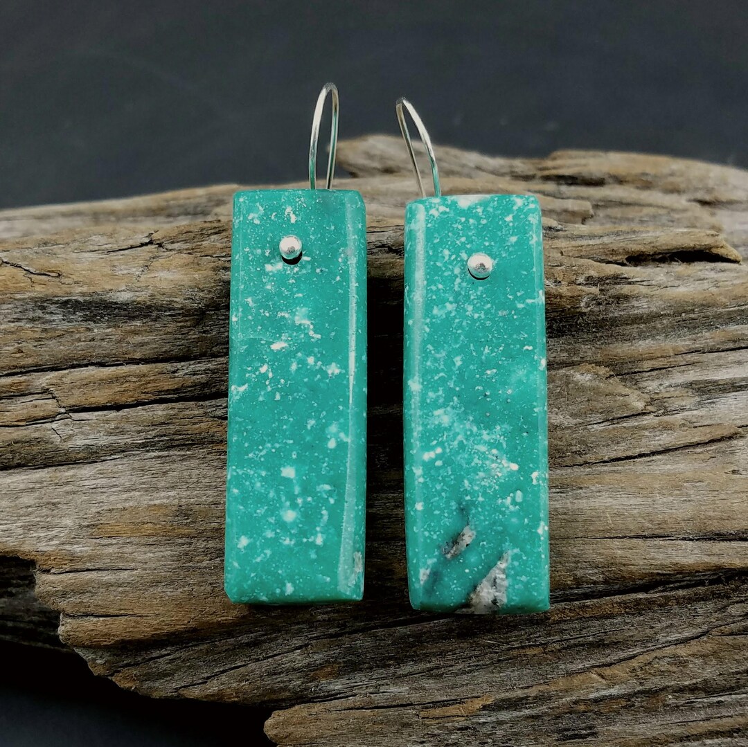 Argentium Silver and Elisa Turquoise Bar Earrings - Etsy