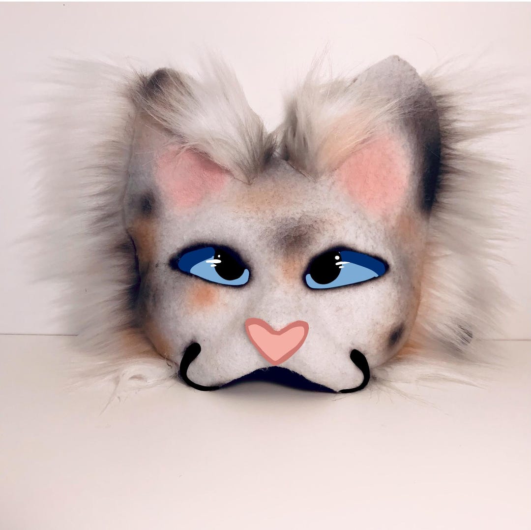 Deluded Calico Cat Therian Costume Mask - Etsy