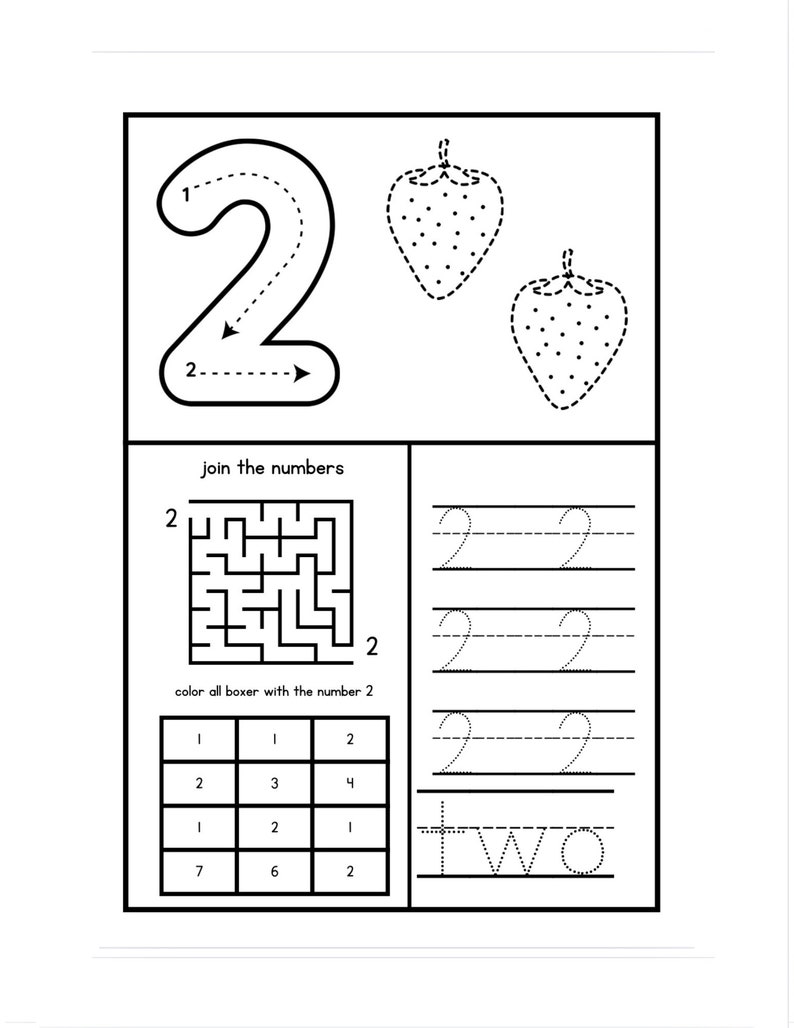 Easy Trace and Color Numbers Worksheets: Follow the Dotted Lines and ...