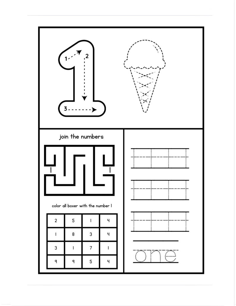 Easy Trace and Color Numbers Worksheets: Follow the Dotted Lines and ...