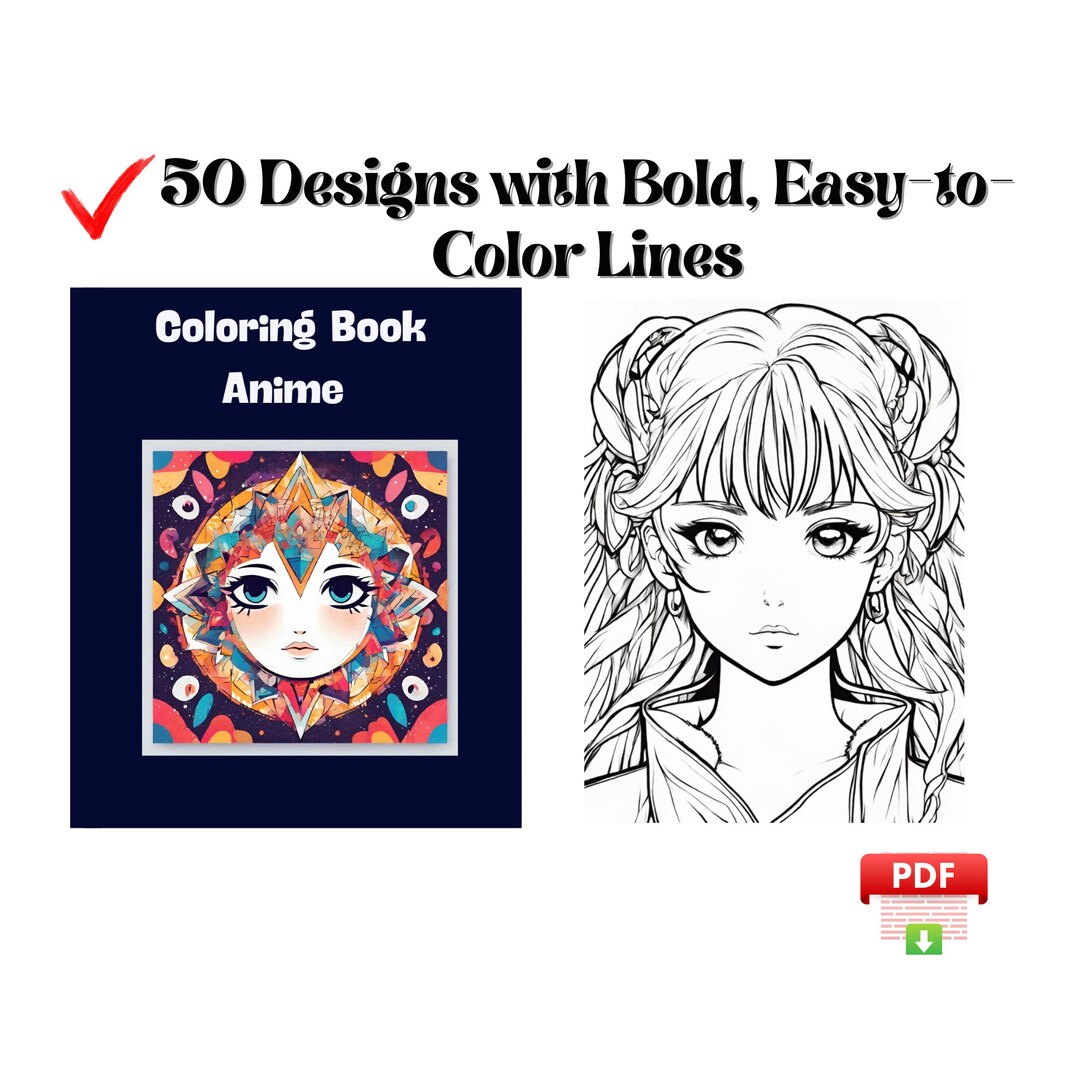 Bold & Easy Anime Faces Coloring Book - Etsy