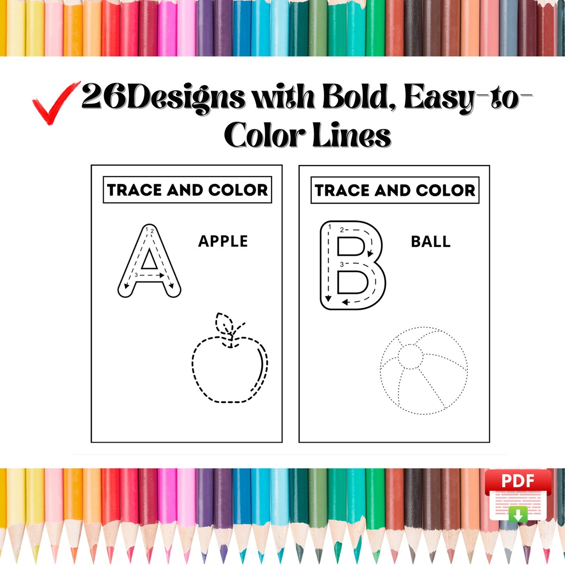 Easy Trace and Color ABC Worksheets: Follow the Dotted Lines and Add ...