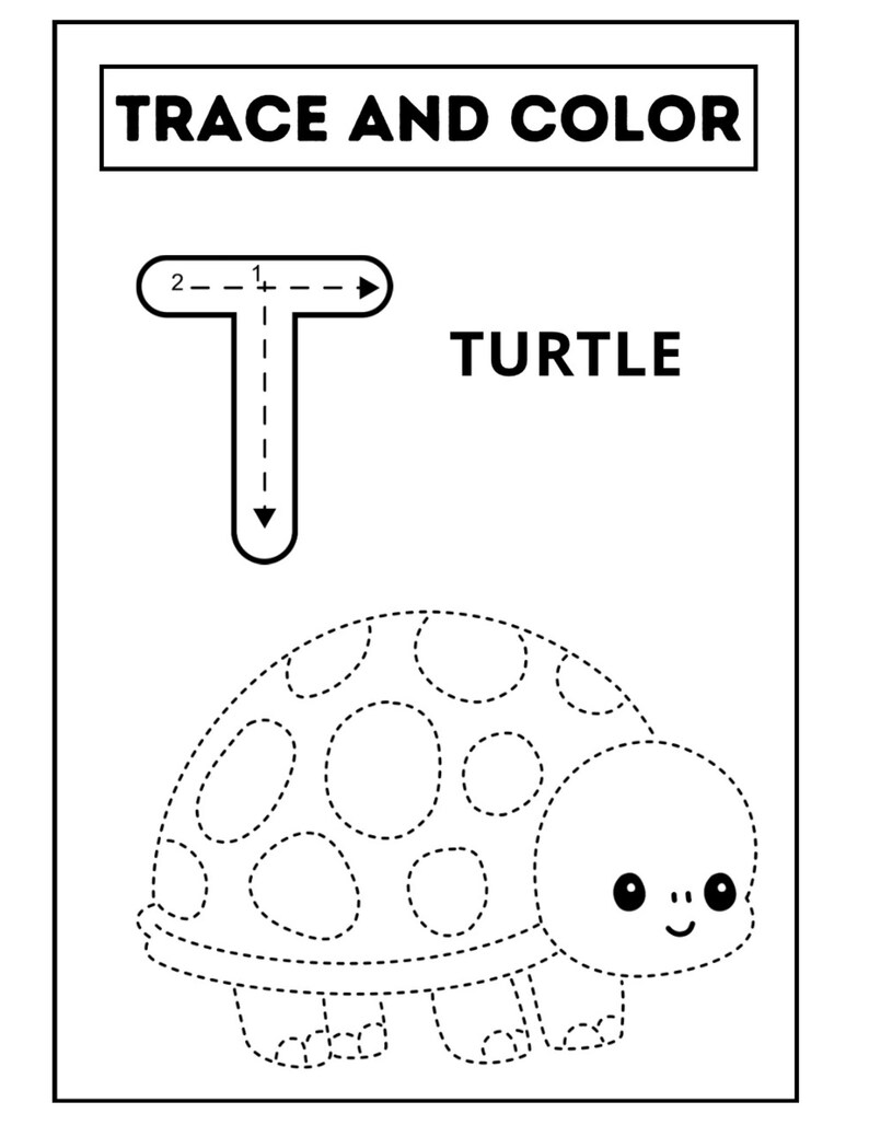 Easy Trace and Color ABC Worksheets: Follow the Dotted Lines and Add ...