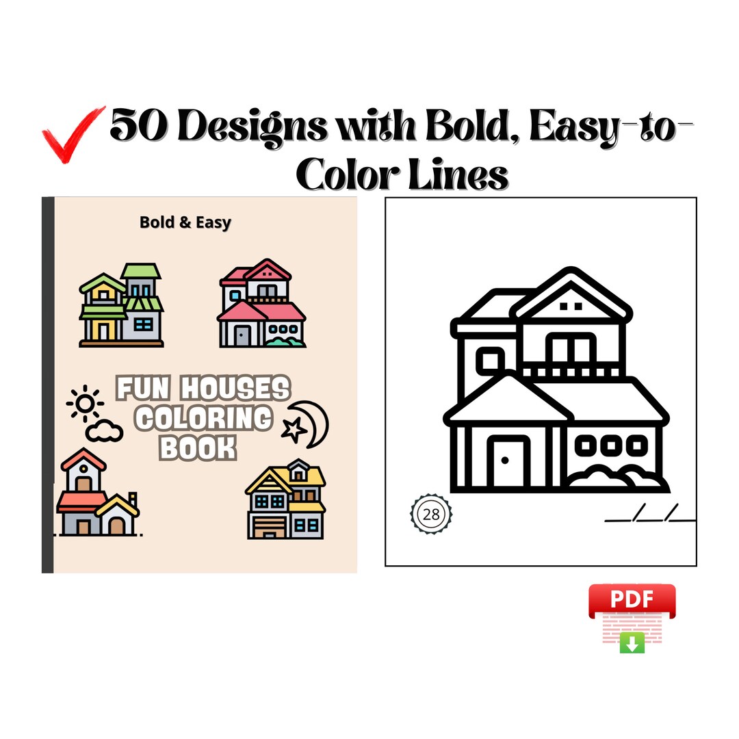 Bold & Easy Coloring Book: Fun House for Kids and Adults - Etsy