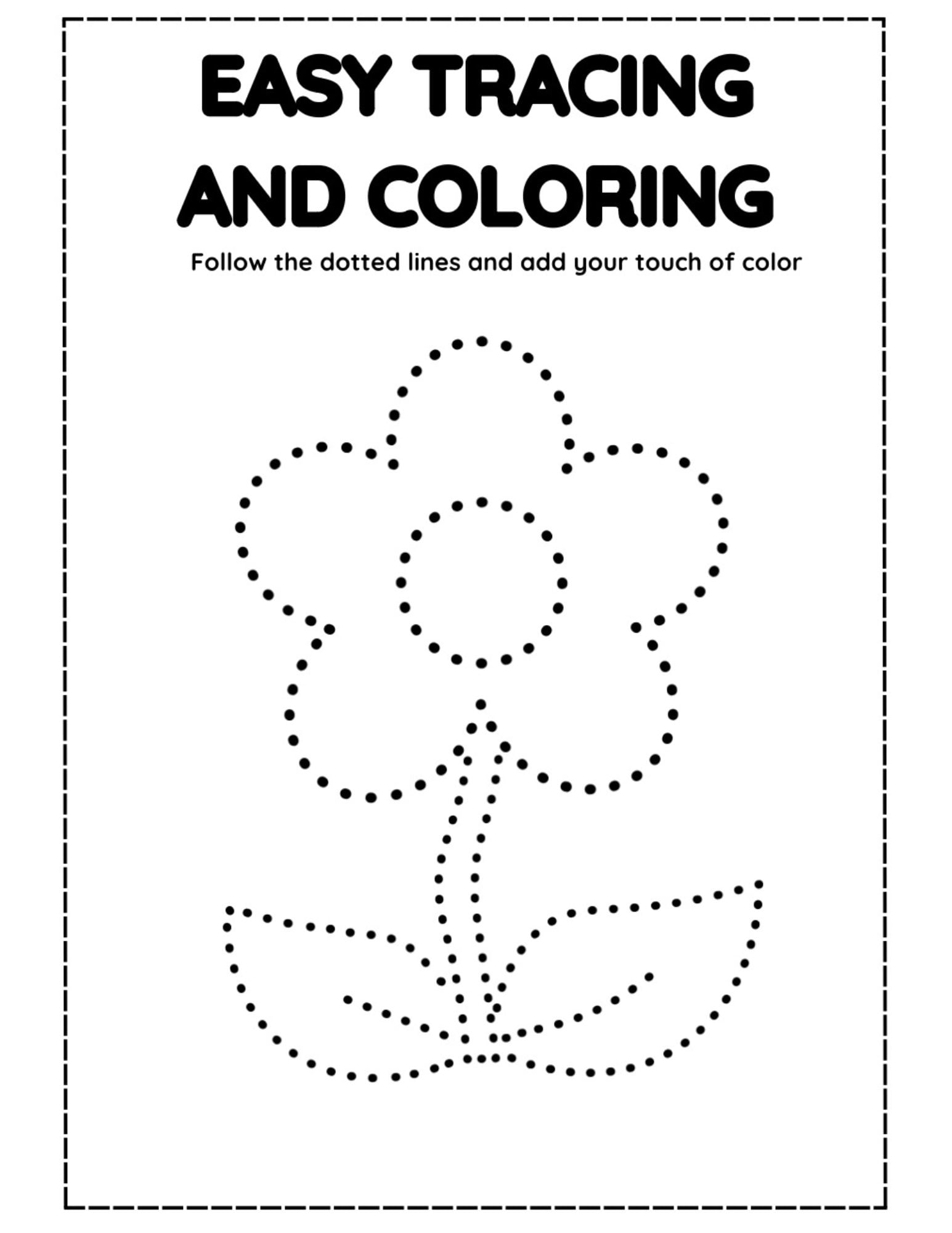 Easy Trace and Color Preschool Worksheets: Follow the Dotted Lines and ...