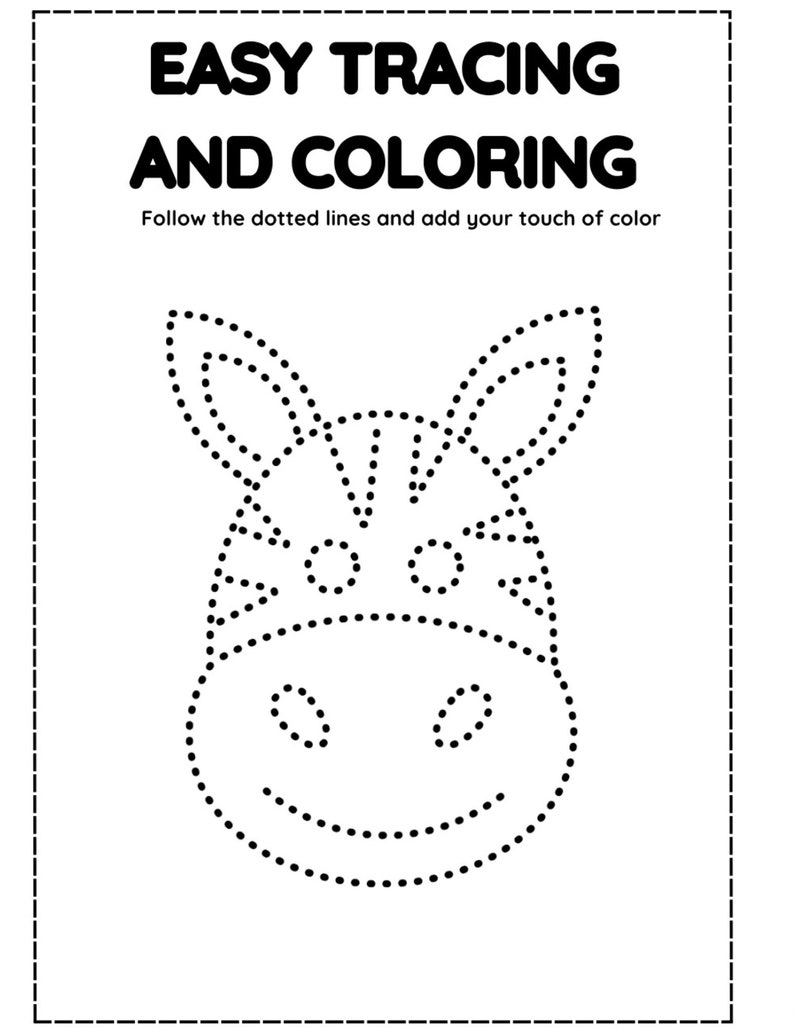 Easy Trace and Color Preschool Worksheets: Follow the Dotted Lines and ...