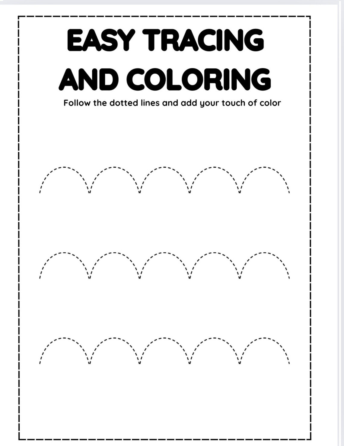 Easy Trace and Color Preschool Worksheets: Follow the Dotted Lines and ...