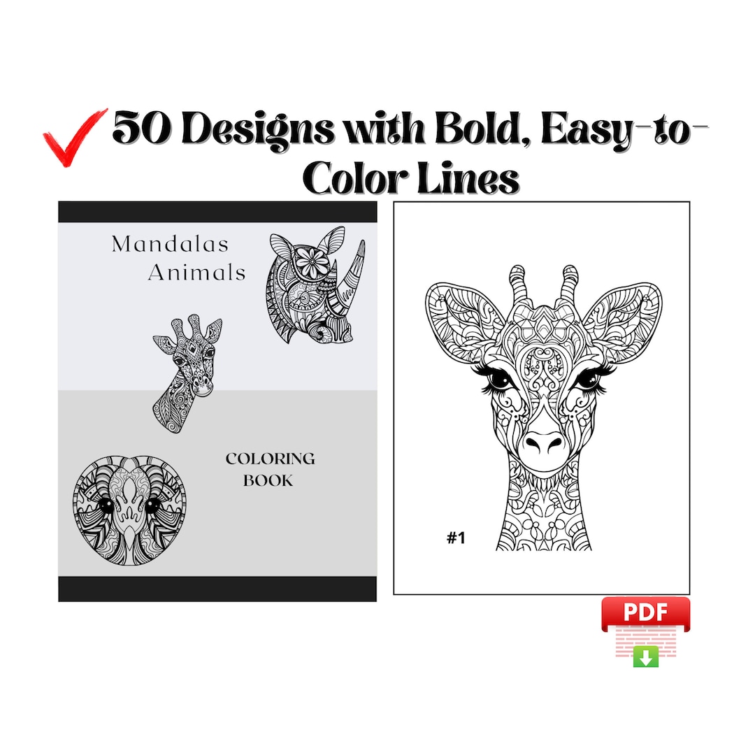 Easy & Bold Animal Mandalas Coloring Book - Etsy