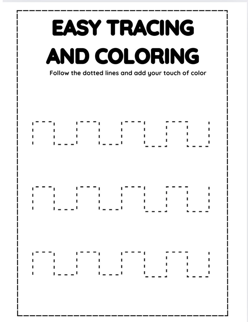 Easy Trace and Color Preschool Worksheets: Follow the Dotted Lines and ...