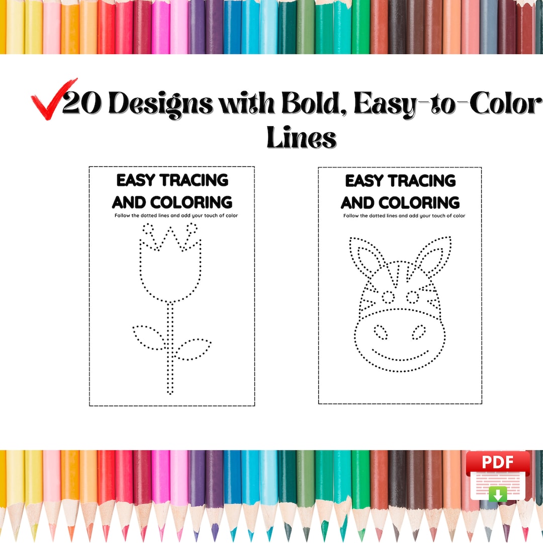 Easy Trace and Color Preschool Worksheets: Follow the Dotted Lines and ...