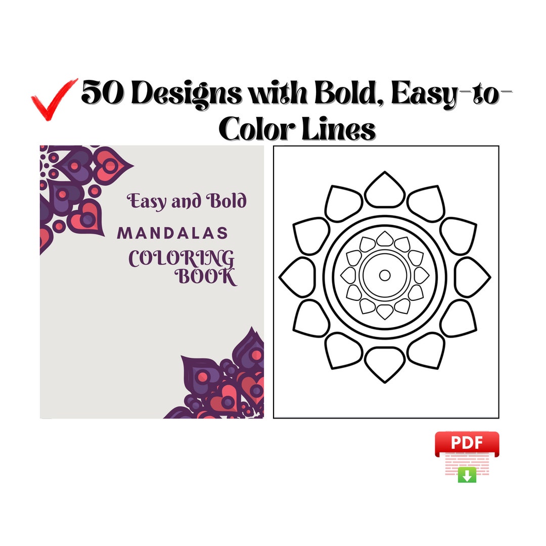Easy and Bold Mandalas Coloring Book for Stress Relief - Etsy