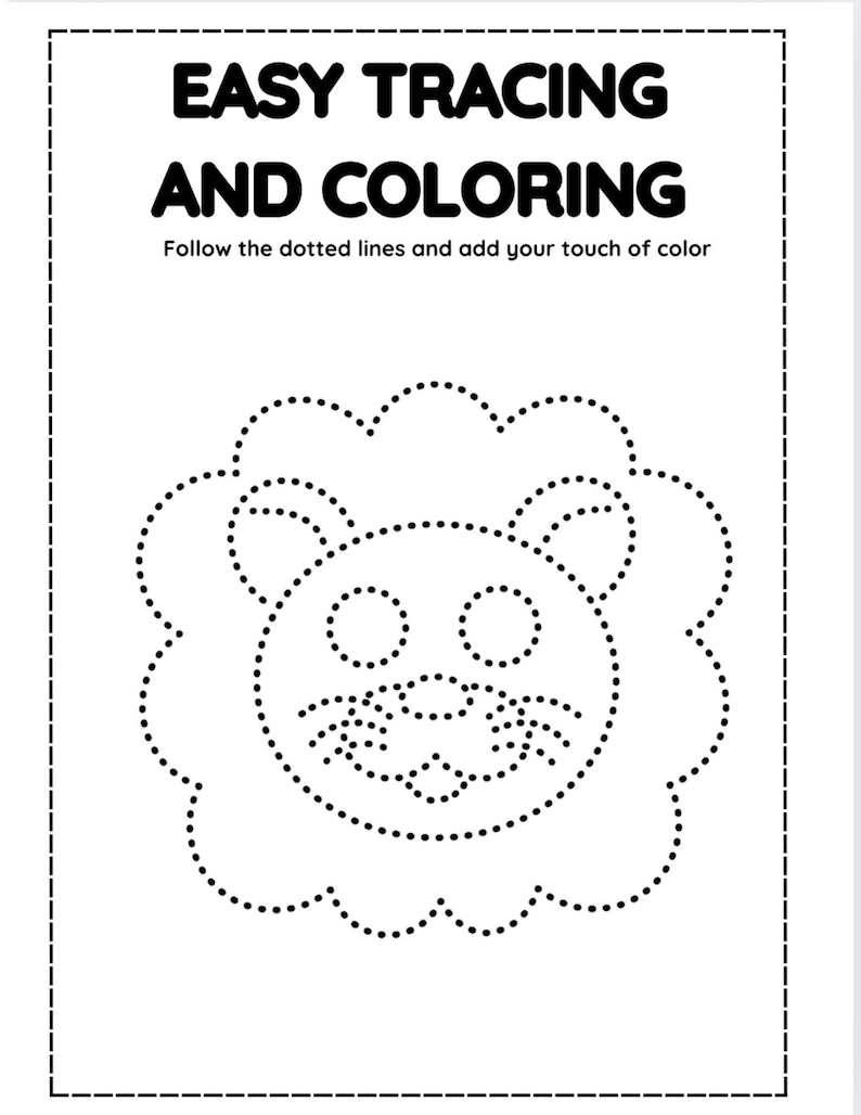 Easy Trace and Color Preschool Worksheets: Follow the Dotted Lines and ...