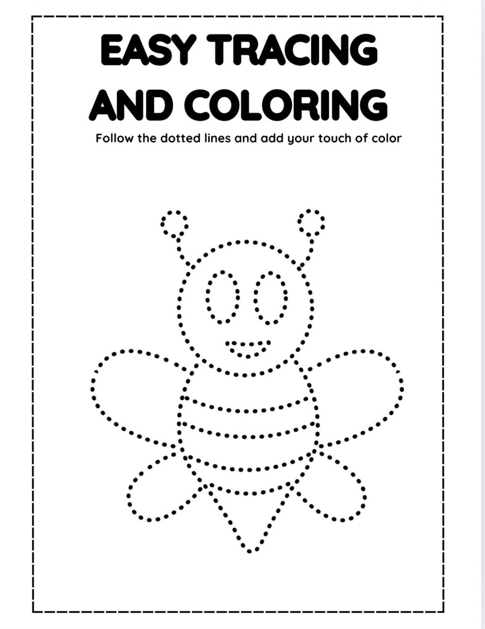 Easy Trace and Color Preschool Worksheets: Follow the Dotted Lines and ...