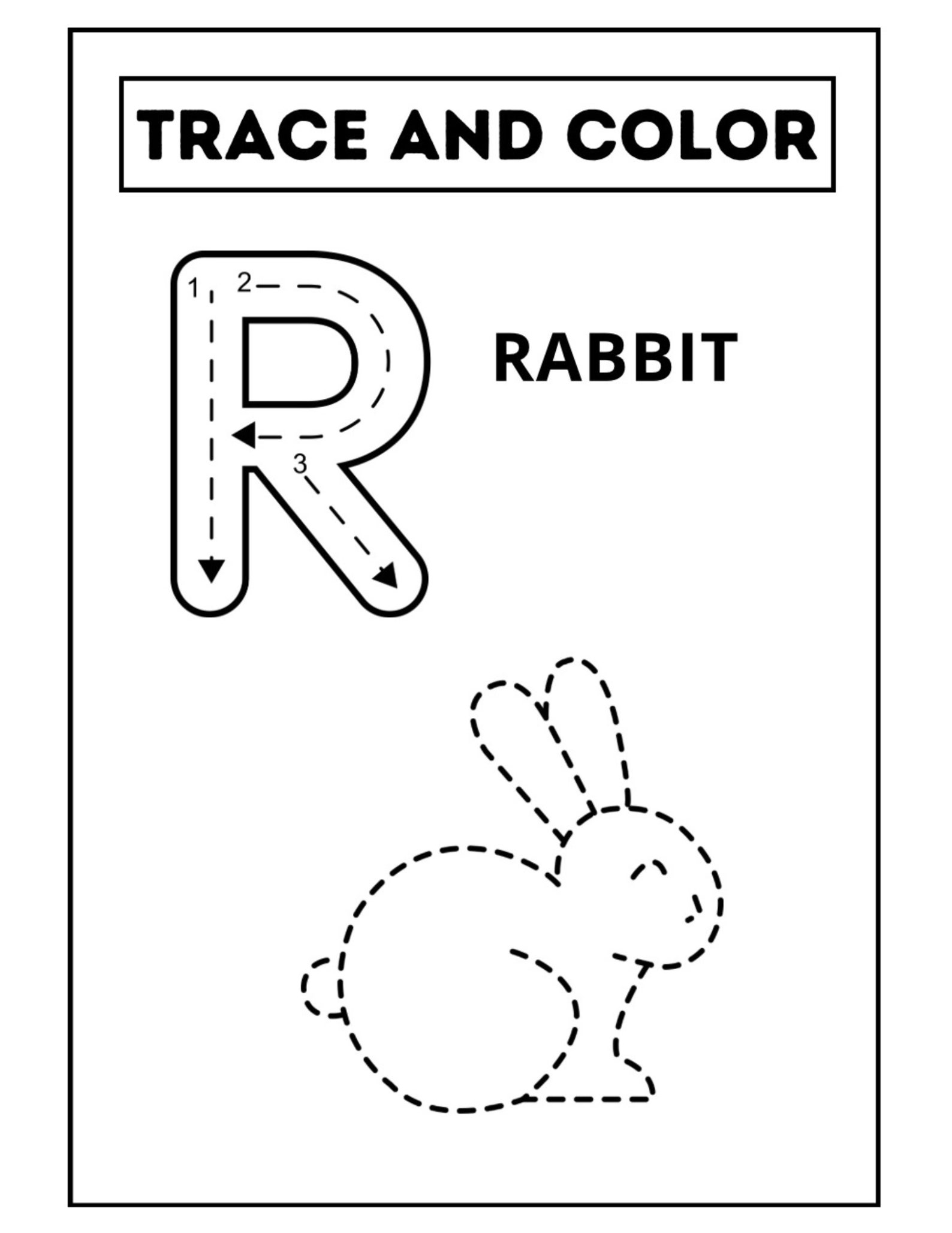 Easy Trace and Color ABC Worksheets: Follow the Dotted Lines and Add ...
