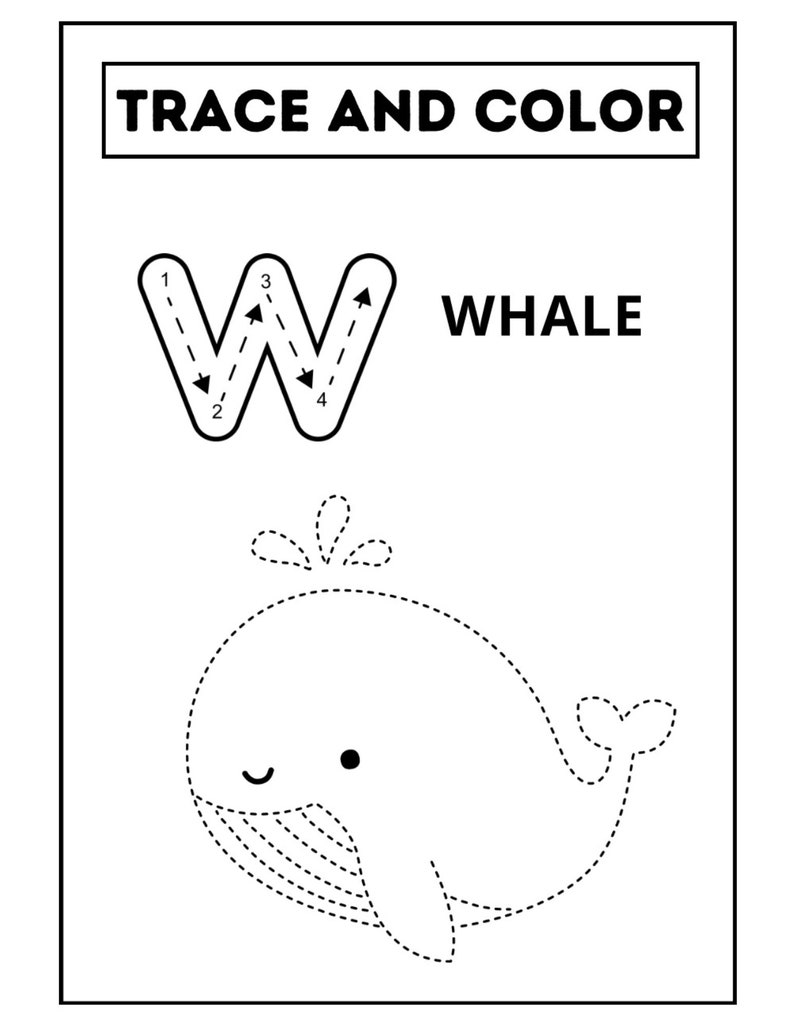 Easy Trace and Color ABC Worksheets: Follow the Dotted Lines and Add ...