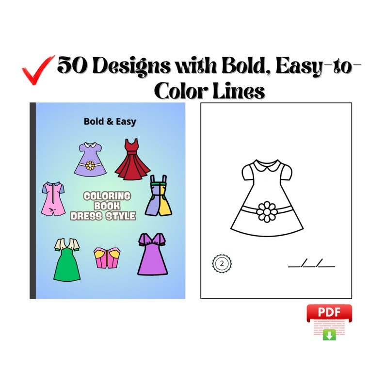 Dress Style Coloring Book: Bold and Easy for Kids and Adults - Etsy