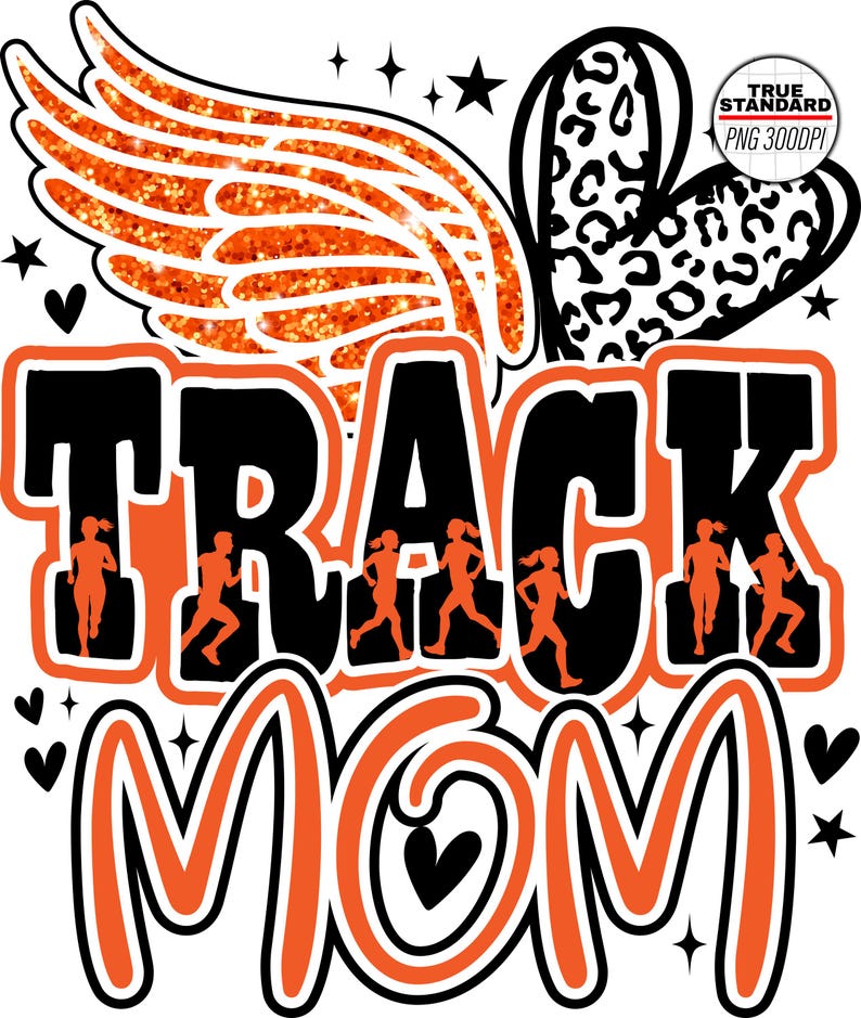 Track Mom PNG, Track and Field Leopard Orange Design, PNG File, Track ...