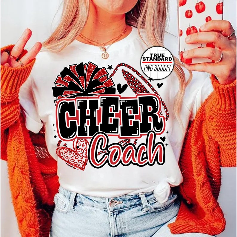 Cheer Coach Png, Football Leopard Print Heart Png, Leopard Glitter Red ...