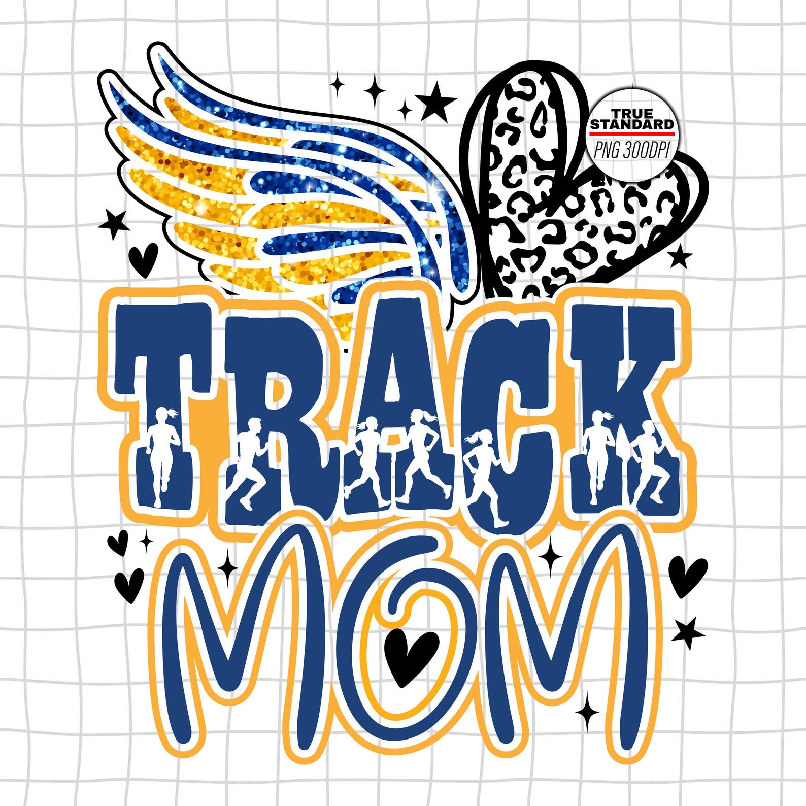 Track Mom PNG, Track and Field Leopard Blue&yellow Design, PNG File ...