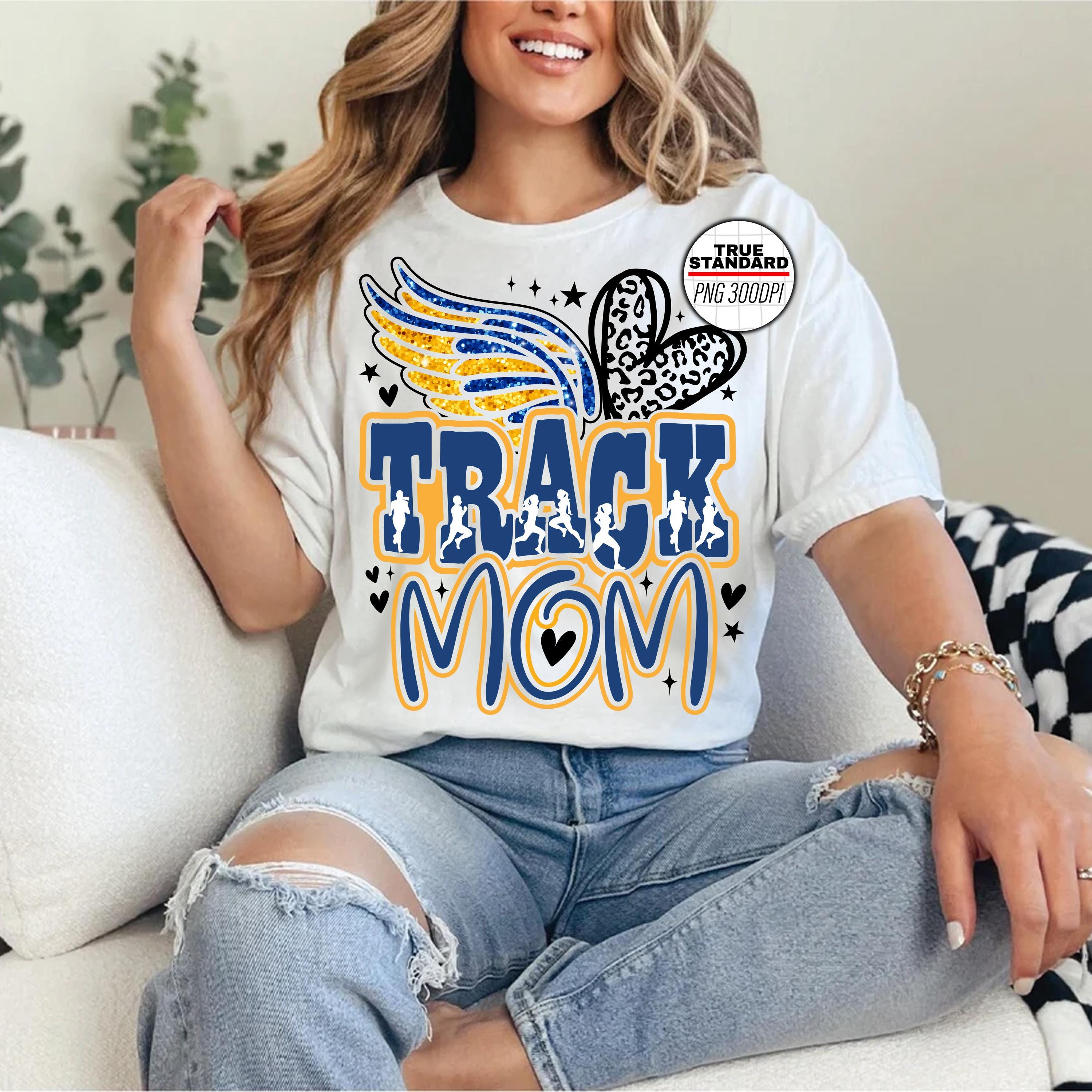 Track Mom PNG, Track and Field Leopard Blue&yellow Design, PNG File ...