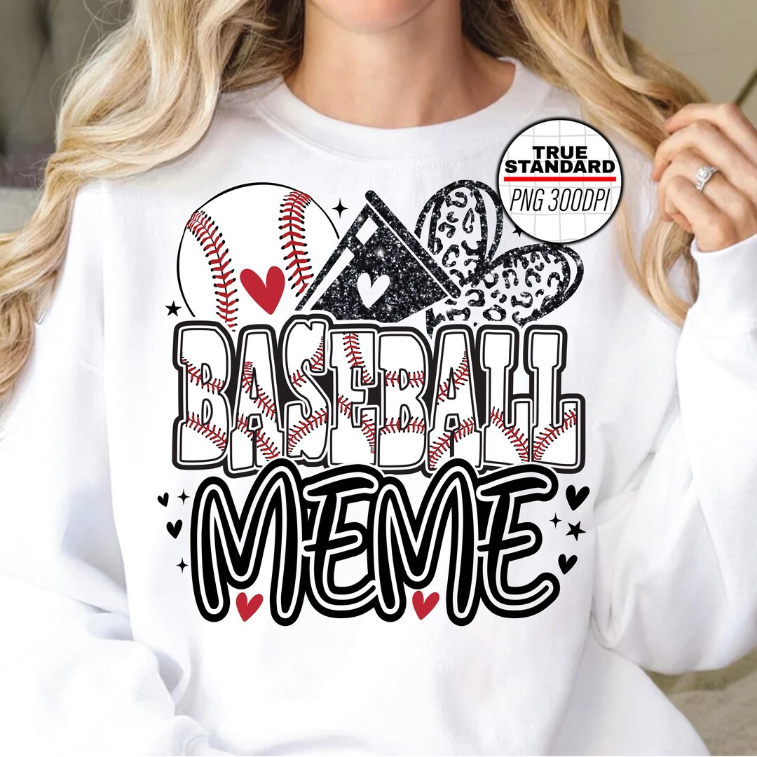 Baseball Meme PNG Image, Baseball Leopard Glitter Black Design ...