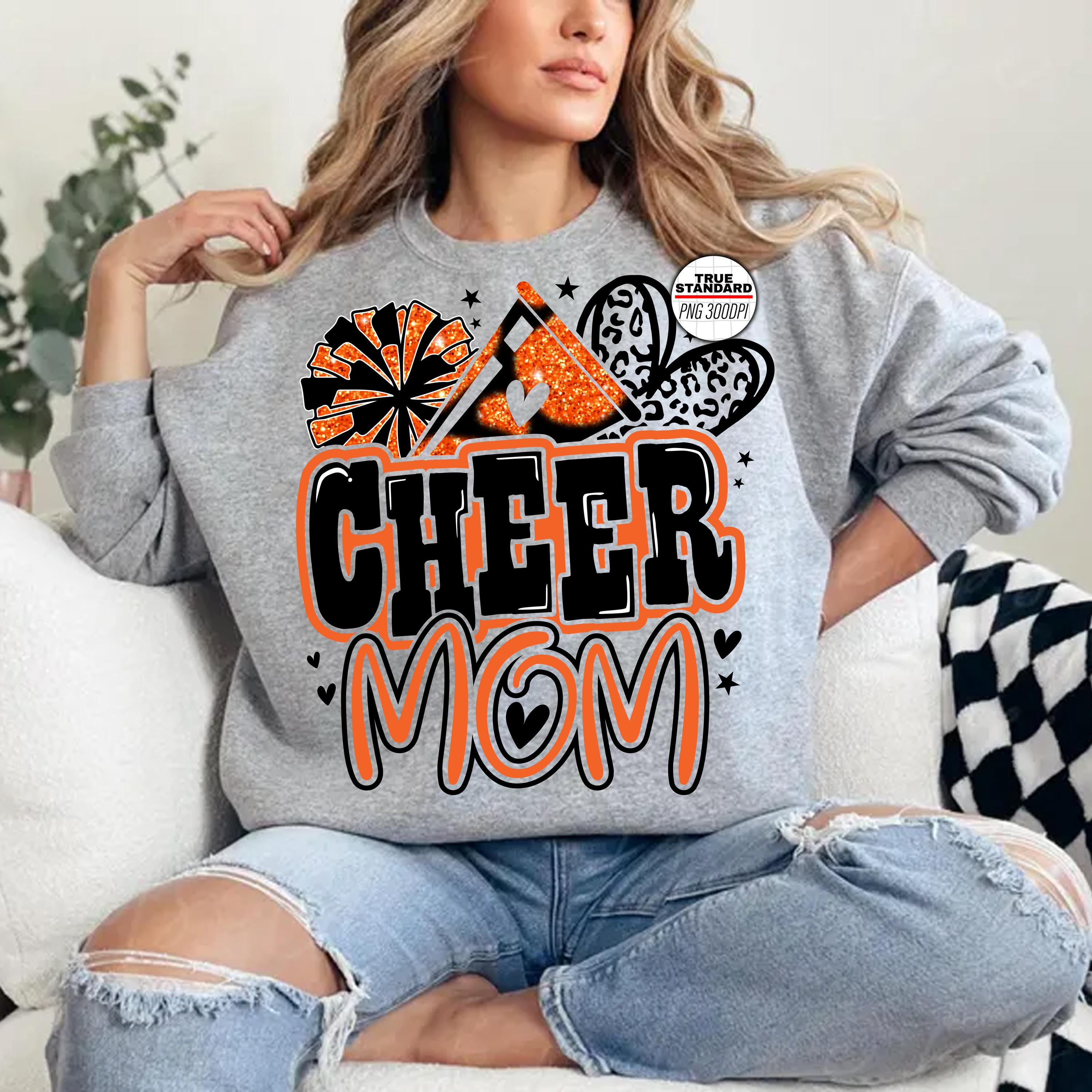 Cheer Mom Png, Football Leopard Print Heart Png, Leopard Glitter Orange ...