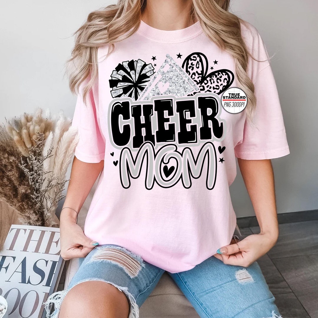 Cheer Mom Png, Football Leopard Print Heart Png, Leopard Glitter Silver ...