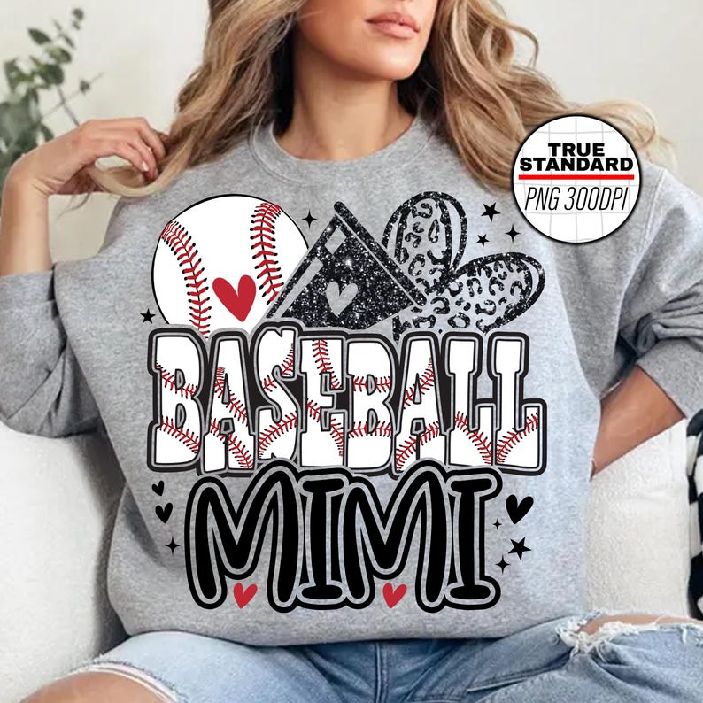 Baseball Mimi PNG Image, Baseball Leopard Glitter Black Design ...