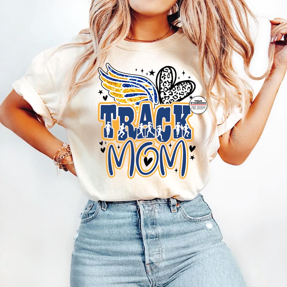 Track Mom PNG, Track and Field Leopard Blue&yellow Design, PNG File ...
