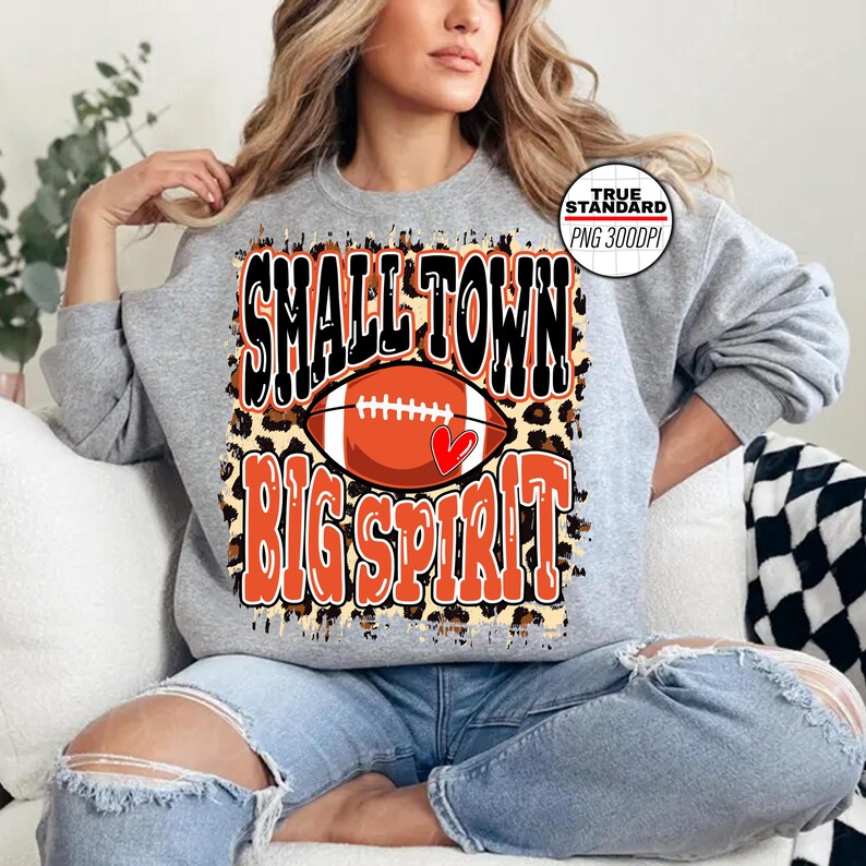 Football Png, Small Town Big Spirit PNG Image, Leopard Football Orange ...