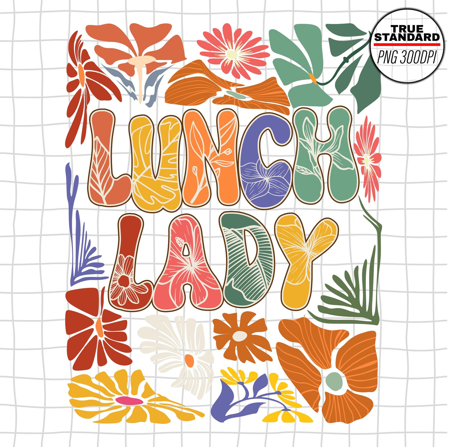Retro Lunch Lady PNG Image, Retro Vintage Typography, Groovy, Colorful ...