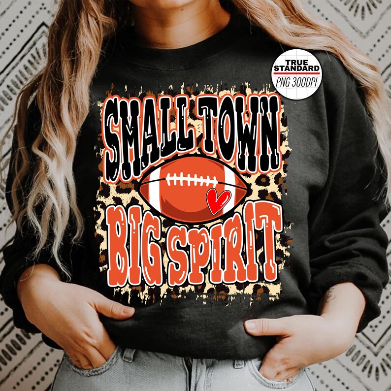 Football Png, Small Town Big Spirit PNG Image, Leopard Football Orange ...