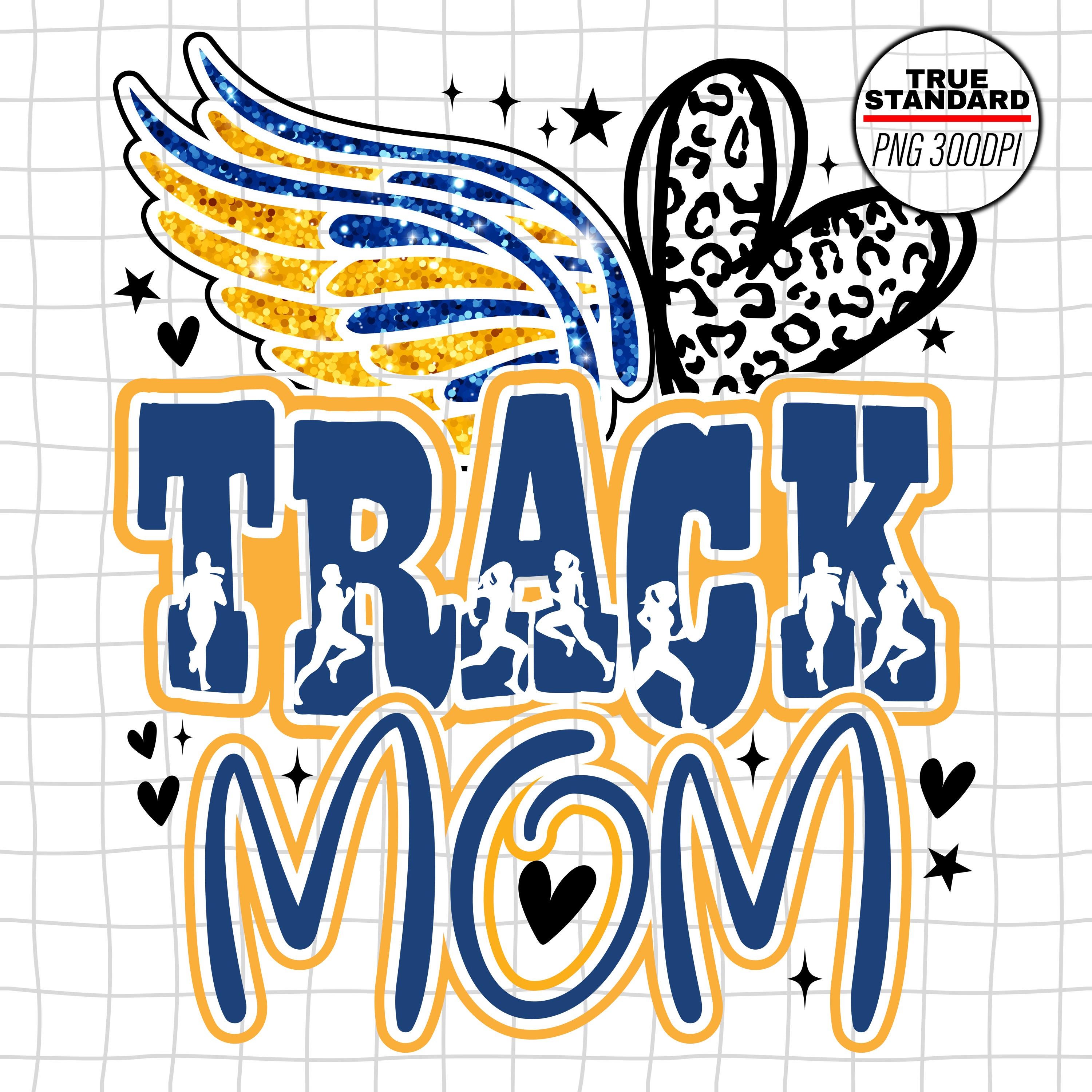 Track Mom PNG, Track and Field Leopard Blue&yellow Design, PNG File ...