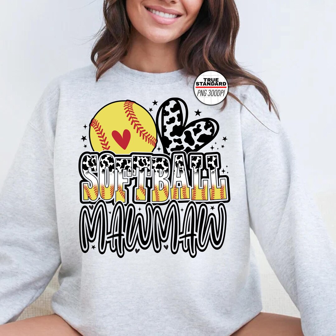 Softball Mawmaw PNG Image, Game Day Softball PNG, Cow Softball Black ...