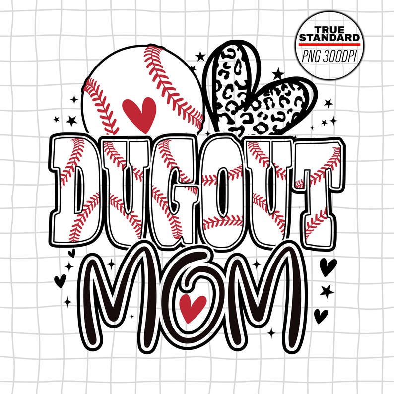Dugout Mom PNG – Baseball Sublimation Design With Heart Stitch Pattern ...