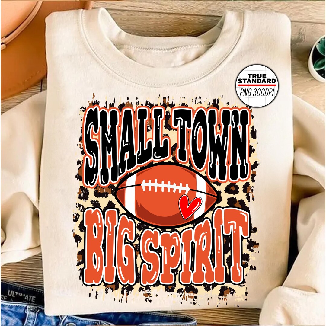 Football Png, Small Town Big Spirit PNG Image, Leopard Football Orange ...