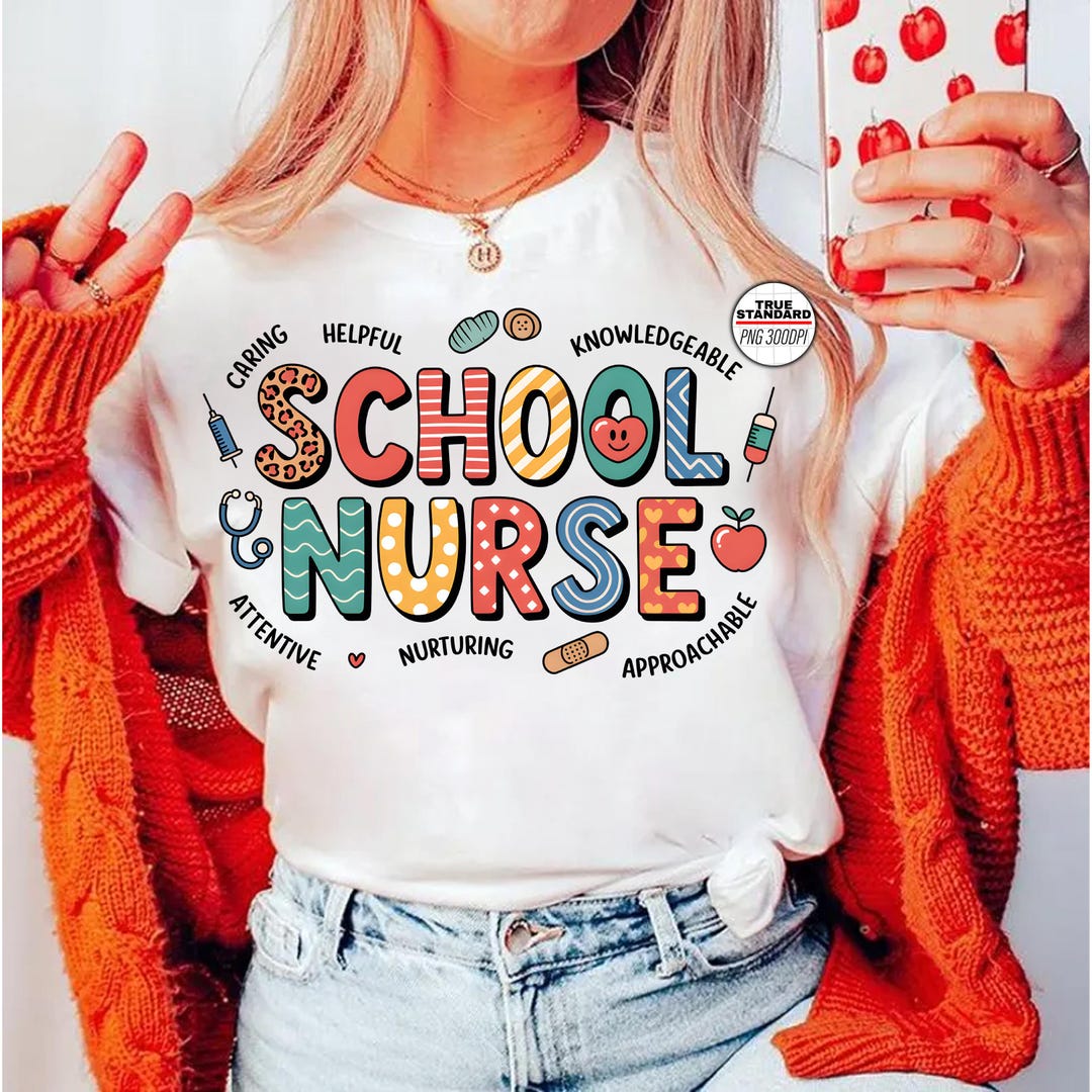 School Nurse PNG Cartoon Sublimation – Cute Leopard Lettering Medical ...