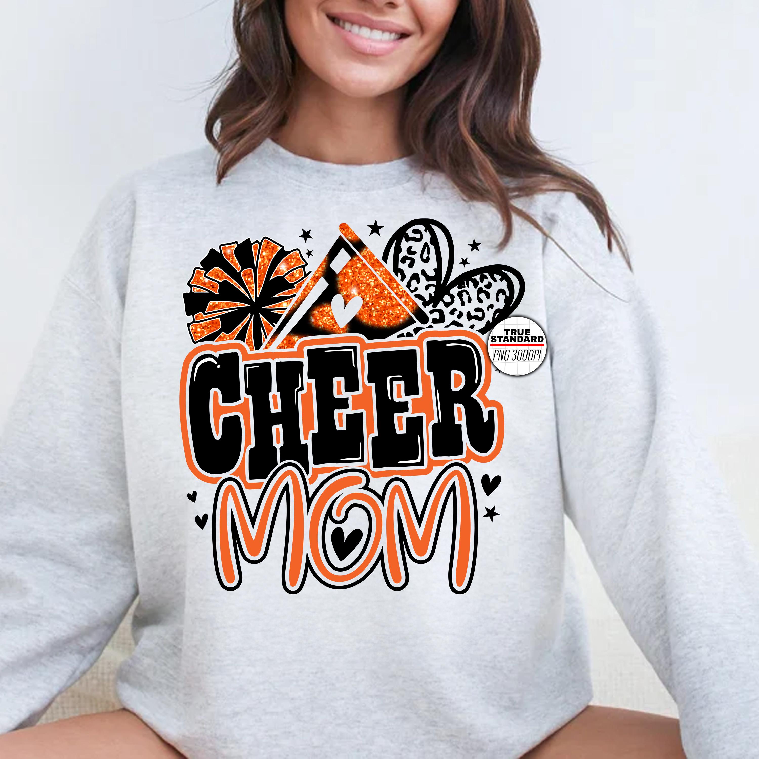 Cheer Mom Png, Football Leopard Print Heart Png, Leopard Glitter Orange ...